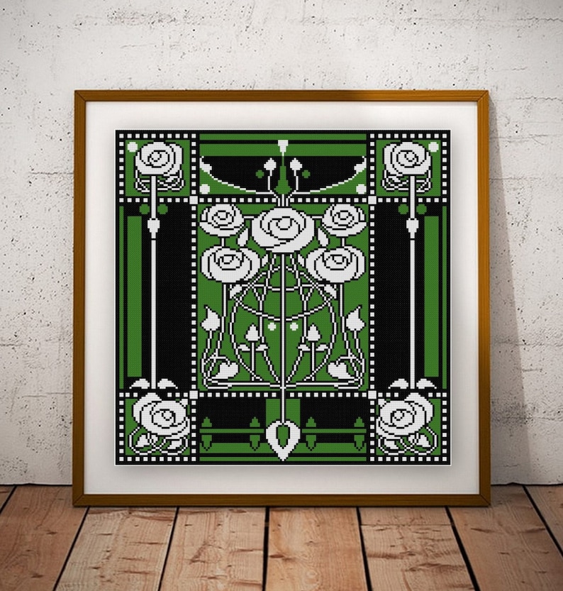 Rose Art Nouveau Book Cover Illustration Cross Stitch Pattern - Etsy