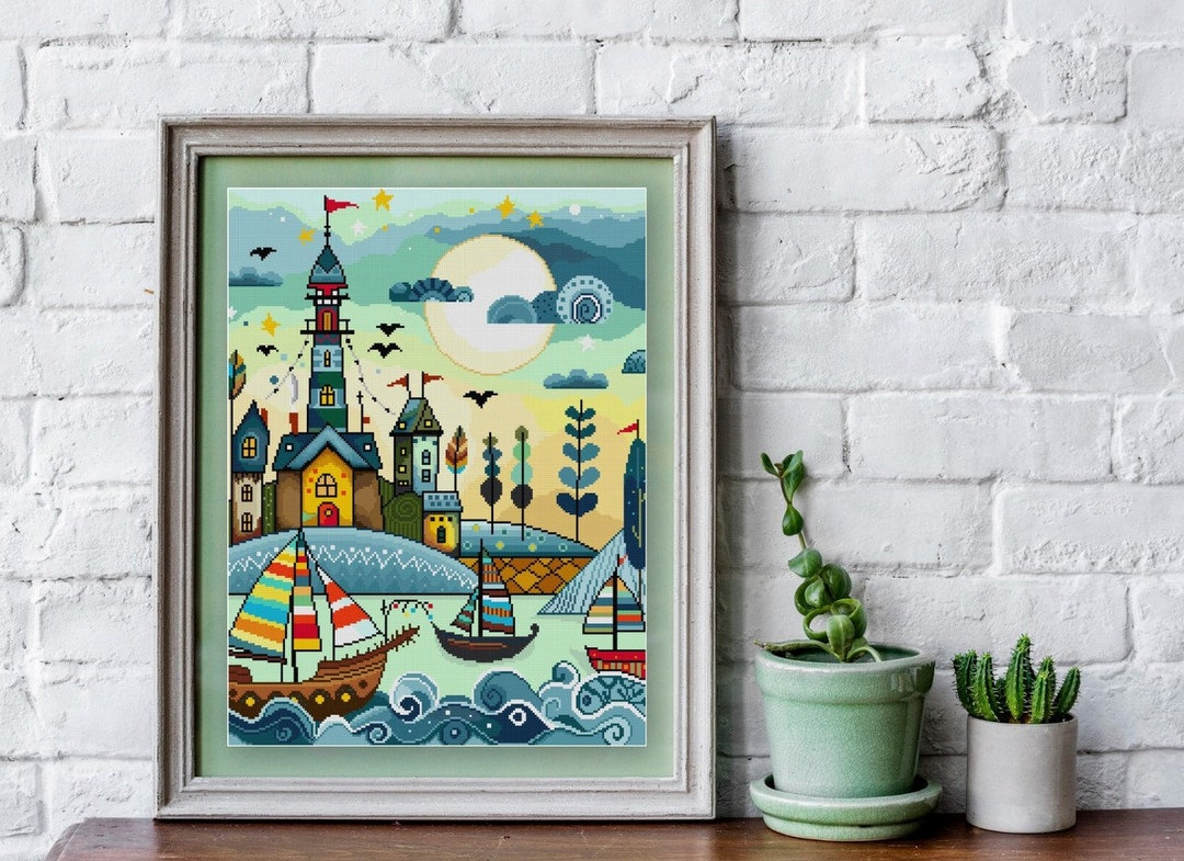 Fanciful Seaside Cross Stitch Pattern PDF No. 1 Whimsical Seaside ...