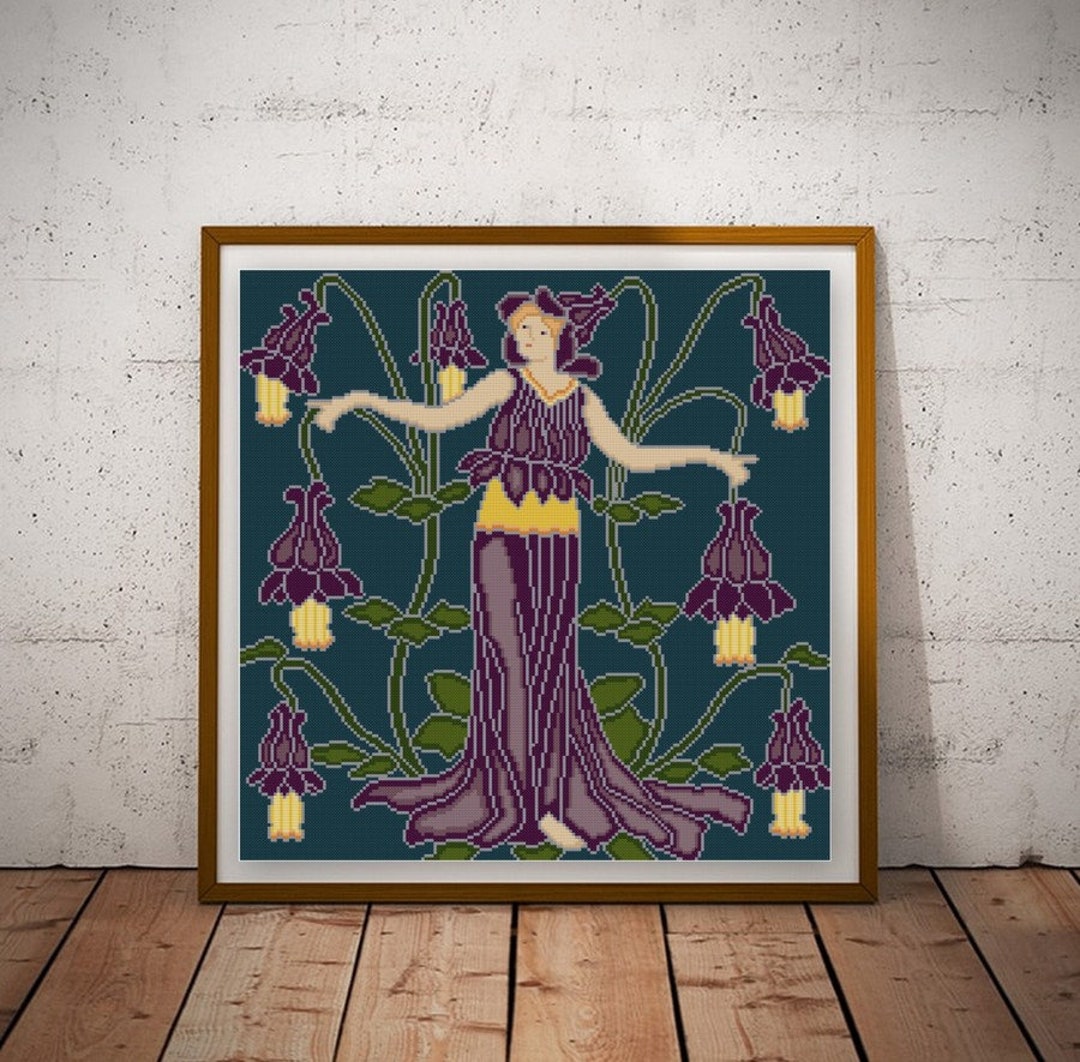 Columbine Flower Fairy Cross Stitch Pattern PDF Walter Crane Fairy Tile ...