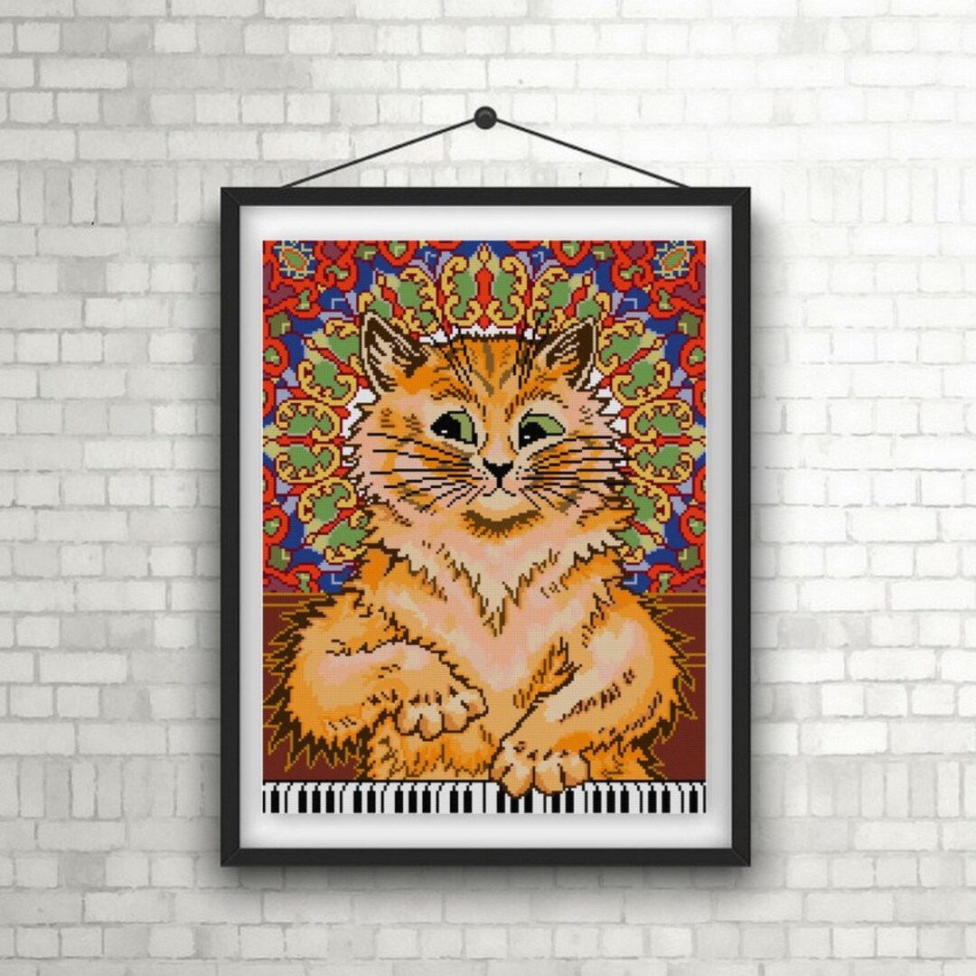 Louis Wain Piano Cat Cross Stitch Pattern PDF Vintage Cat Illustration ...