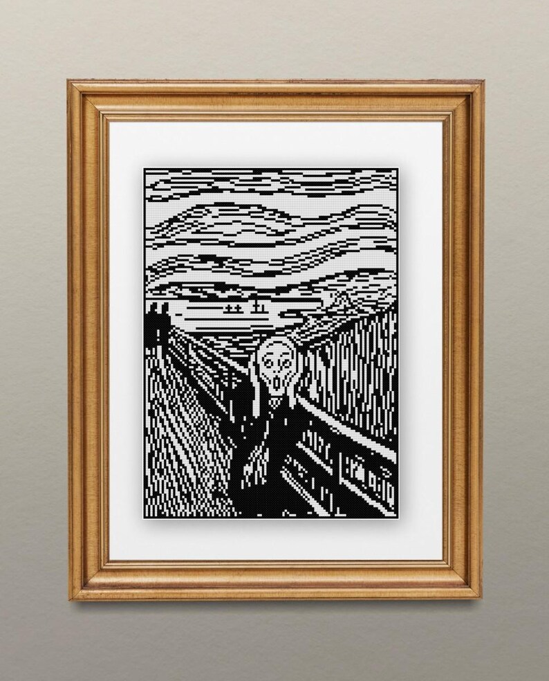 The Scream by Edvard Munch Cross Stitch Pattern PDF Adaptation Black ...