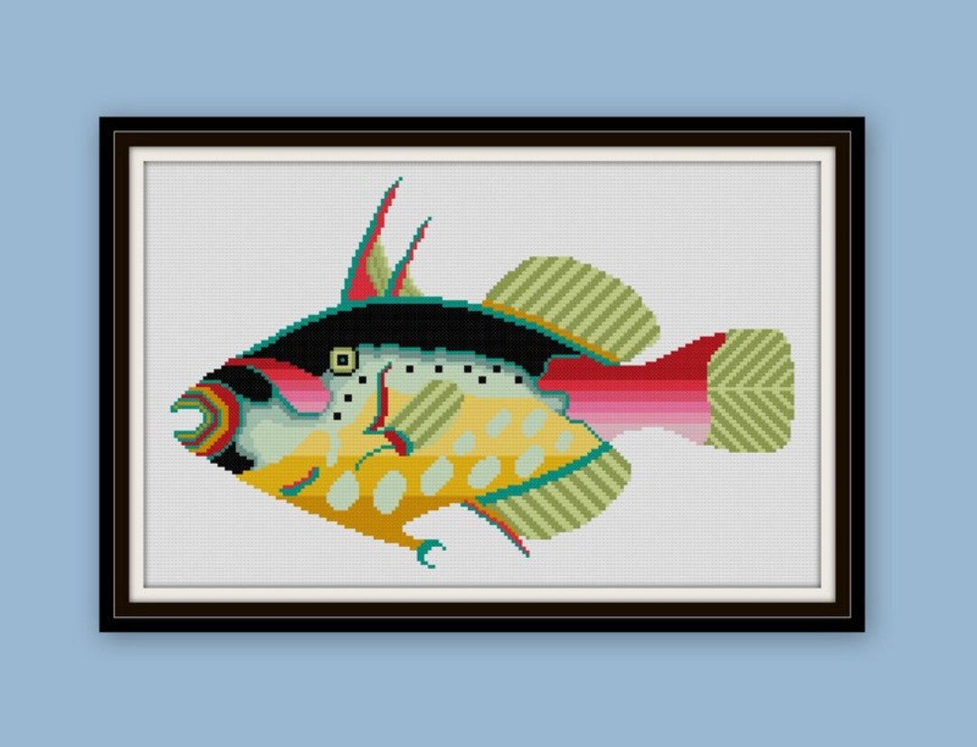 Go Fish No 3 Cross Stitch Pattern PDF Fish Ocean Sea Life Colorful Fish ...