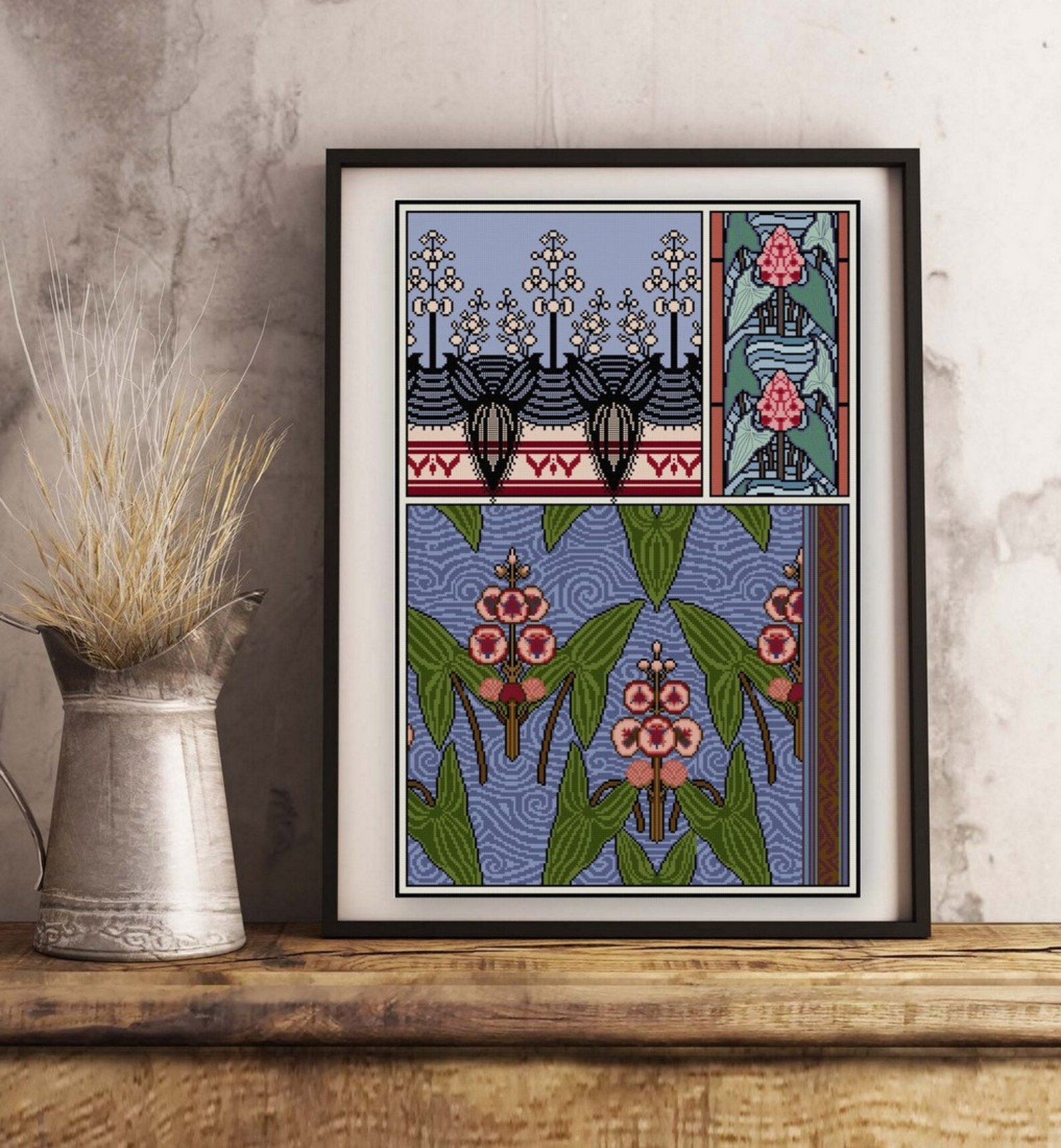 Arrowhead Botanical Art Nouveau Cross Stitch Pattern PDF - Etsy
