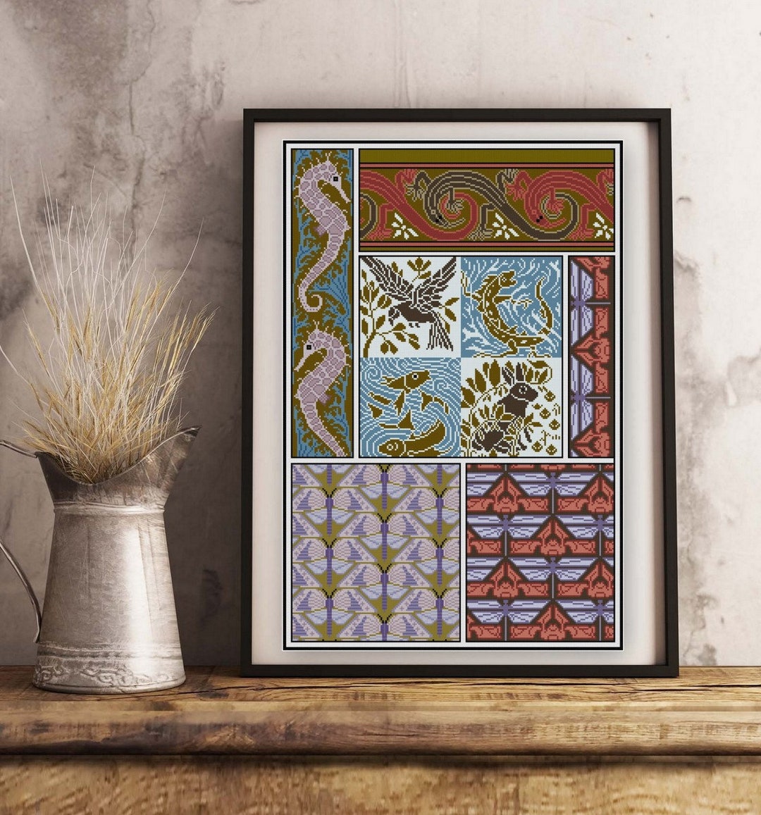 Seahorses, Lizards, Moth Cross Stitch Pattern PDF Nature Cross Stitch ...
