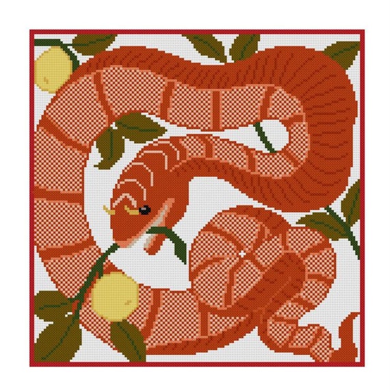 Snake Cross Stitch pattern pdf Arts and crafts tile design | Etsy
