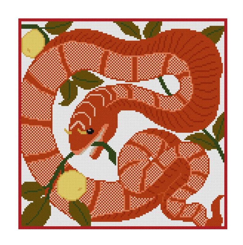 Snake Cross Stitch Pattern PDF Arts and Crafts Tile Design Serpent in ...