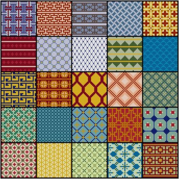 Geometry No. 3 cross stitch pattern PDF 5x5 repeating patterns | Etsy