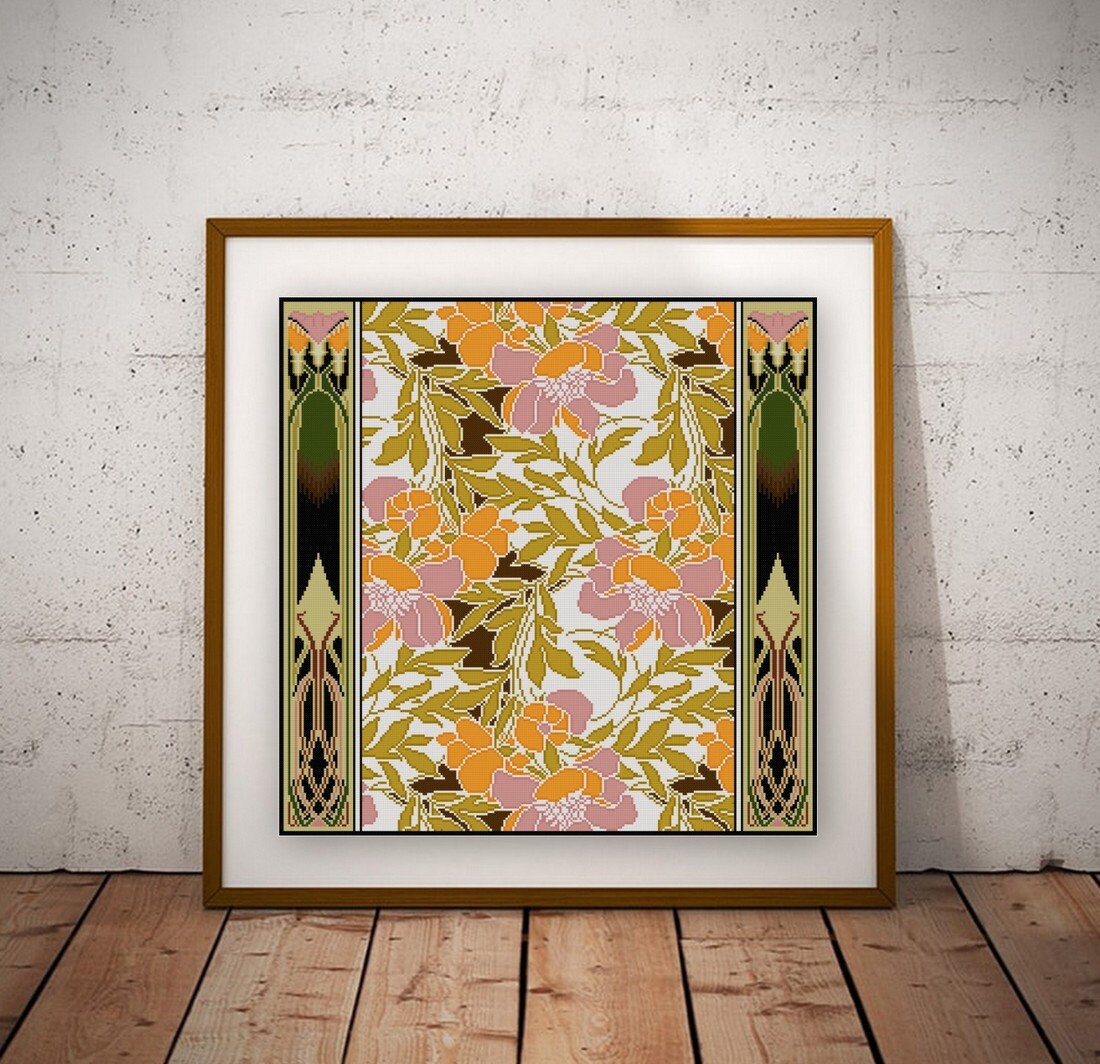 Bright Floral Design Cross Stitch Pattern / Rene Beauclair / | Etsy