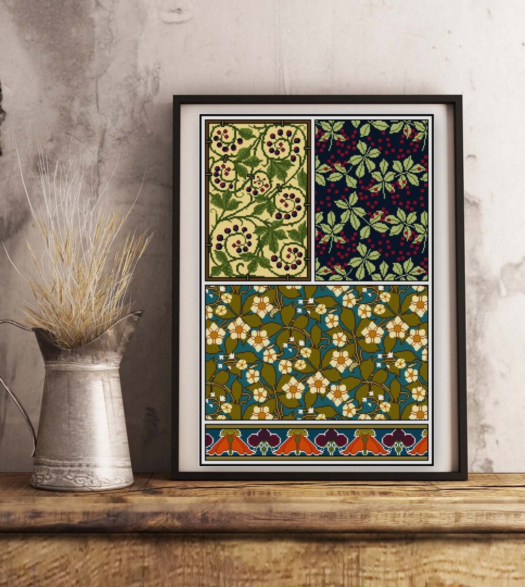 Brambles Cross Stitch Pattern PDF Berries Botanical Floral Panel ...