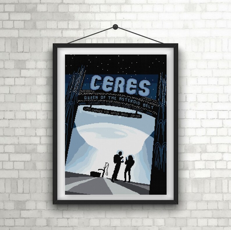 Ceres Retro Space Travel Poster Cross Stitch Pattern PDF Asteroid Belt ...