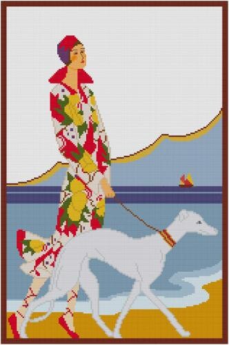 Greyhound Cross Stitch Patterns PDF Set of 2 Vintage Postcards | Etsy