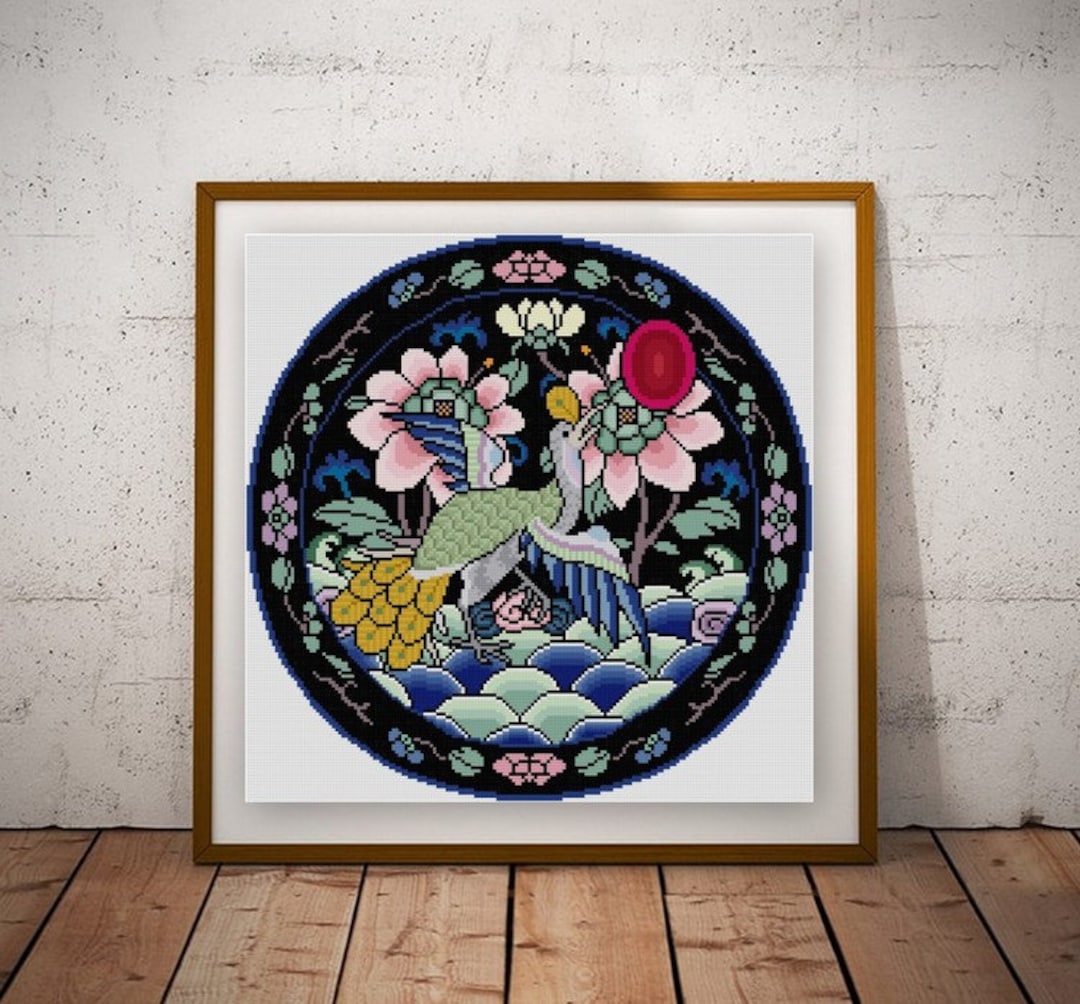 Asian Cross Stitch Pattern PDF Chinese Rank Badge No. 2 Chinese Floral ...