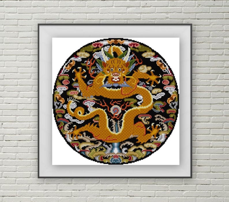 Chinese Dragon Cross Stitch Pattern PDF Rank Badge No. 4 Circular ...
