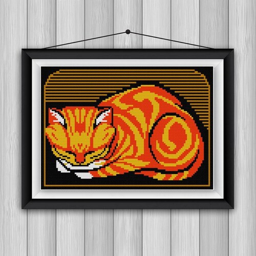 Orange Marmalade Cat Sleeping Cross Stitch Pattern PDF Julie - Etsy