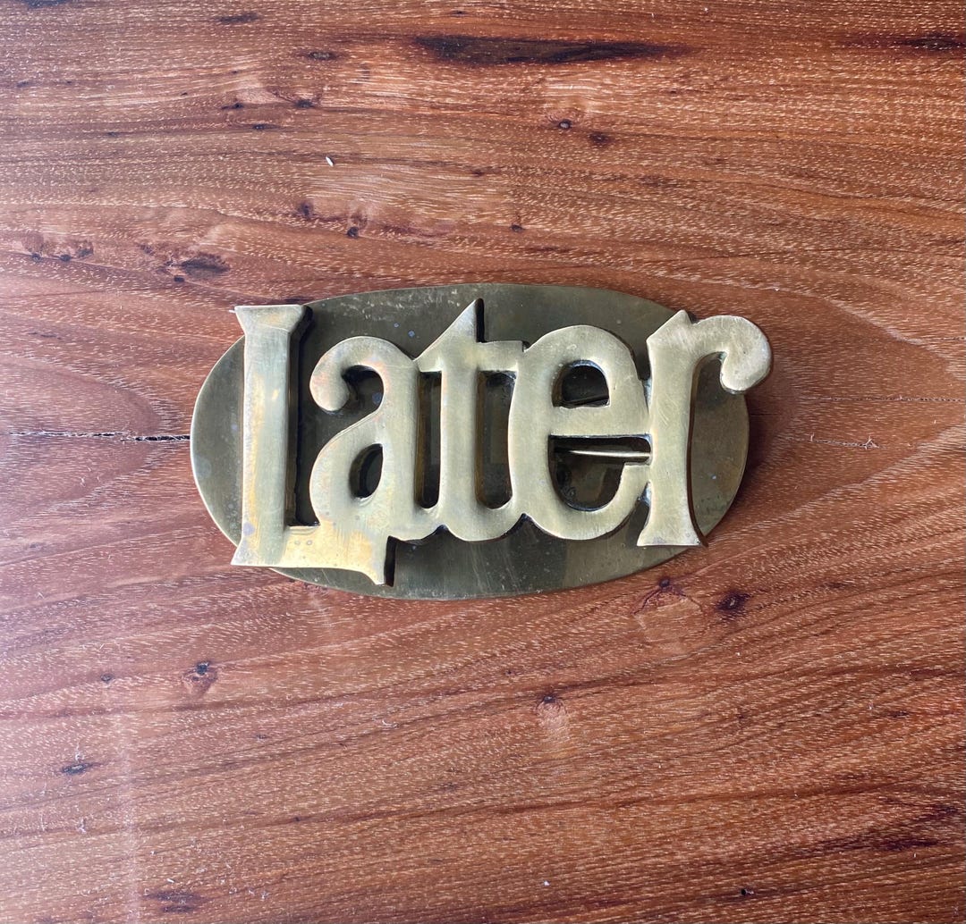 Vintage Brass 'LATER' Desk Paper Holder - Etsy