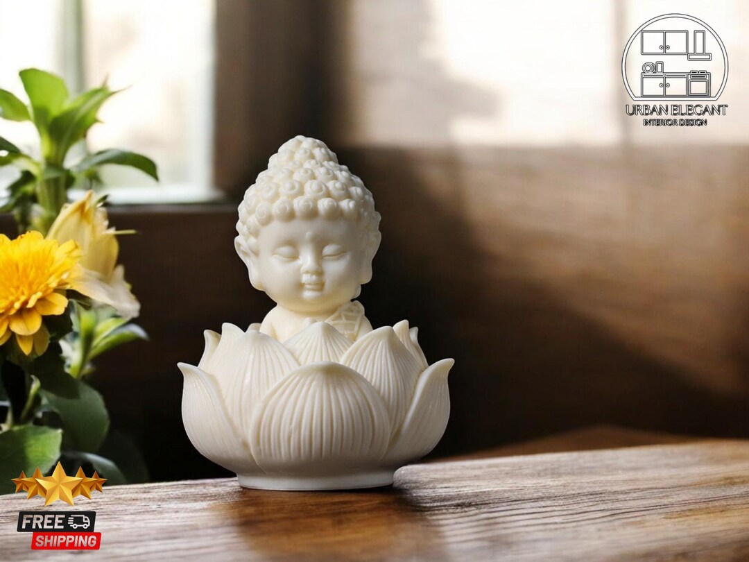Mini Buddha & Lotus Zen Meditation Figurine Yoga Desk Buddy Statue ...