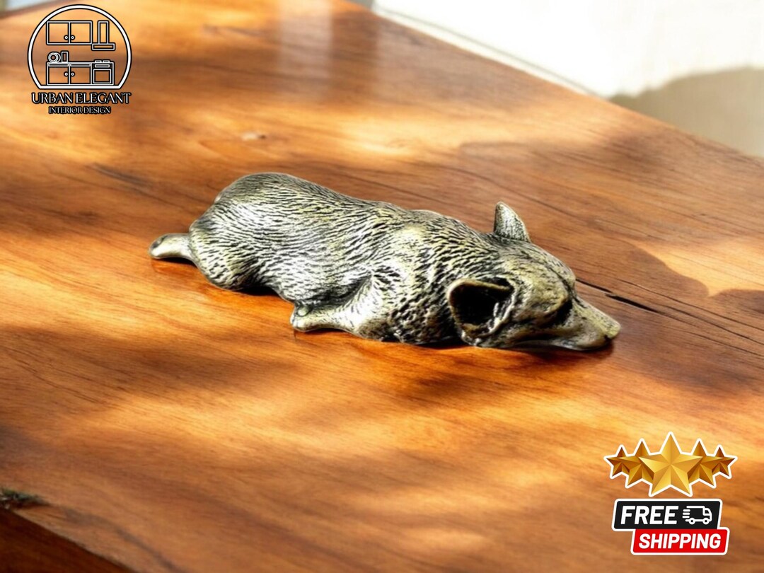 Hand Carved Brass Corgi | Cute Tea Pet Statue | Cozy Home Accent ...