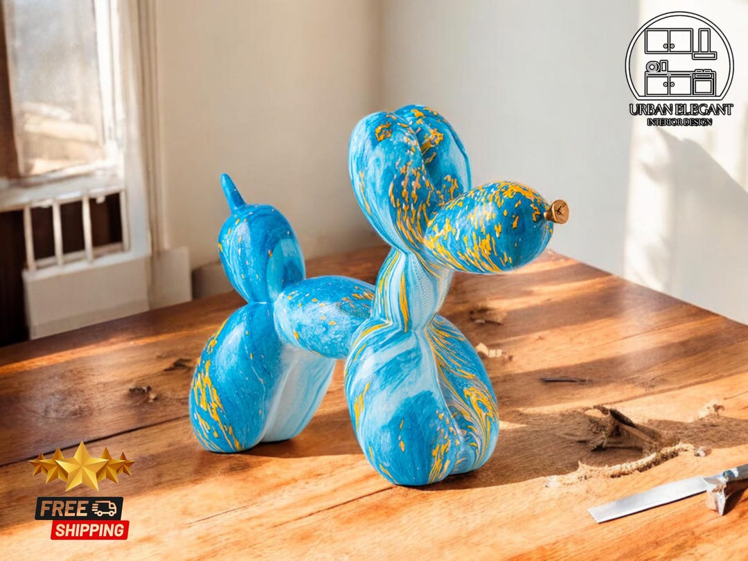 Resin Balloon Dog | Paint Splatter Desk Sculpture | Glossy Home Decor ...