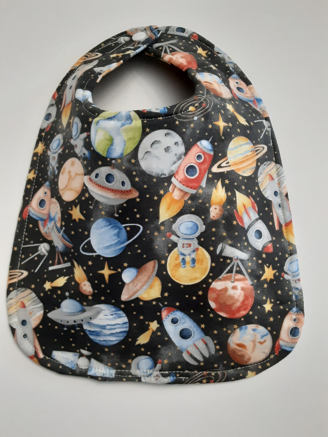 Handmade Space Rocket Baby Bib: Reversible Flannel Drool Bib - Etsy