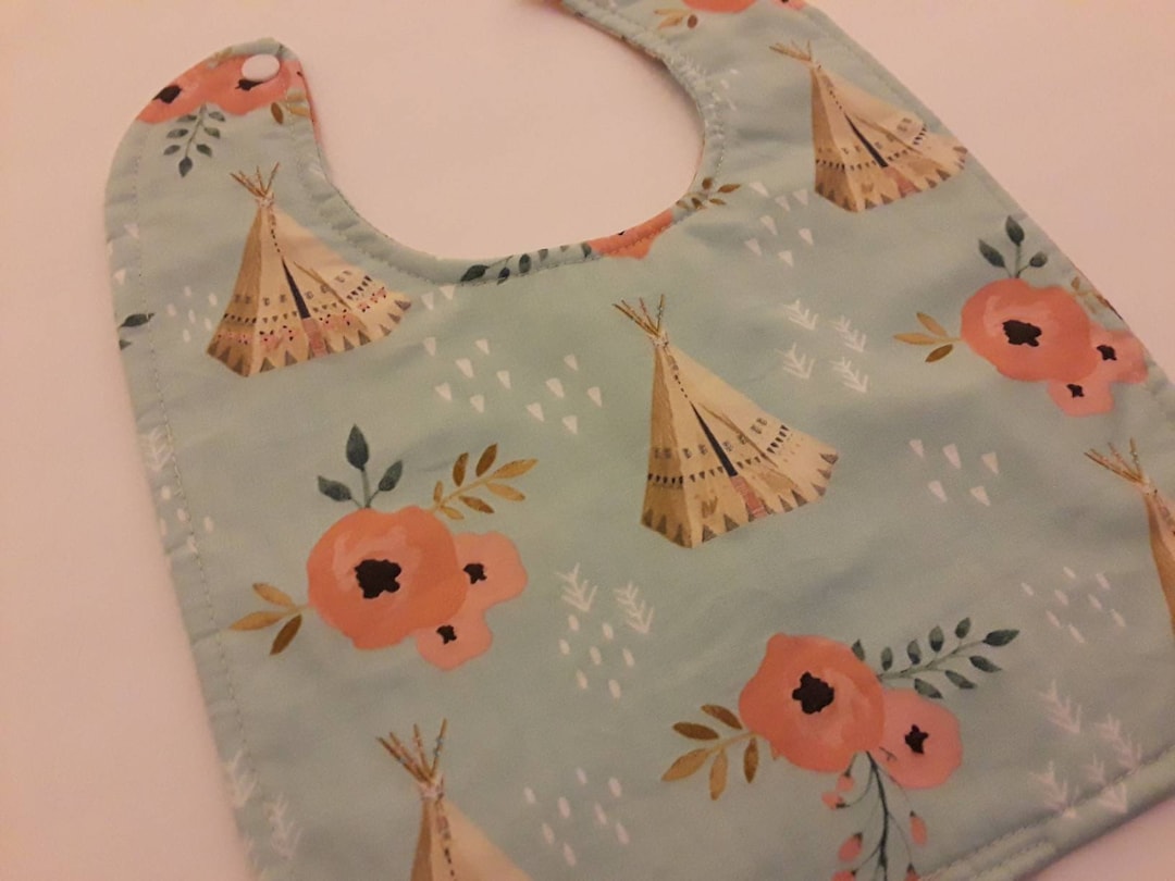Tee Pee Baby Bib, Dribble Bib, Handmade Bib, Drool Bib,aqua Blue - Etsy