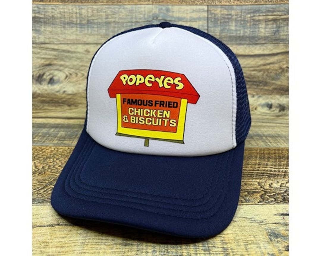 Retro Popeyes Chicken & Biscuits Unisex Trucker Hat Navy Vintage Logo ...