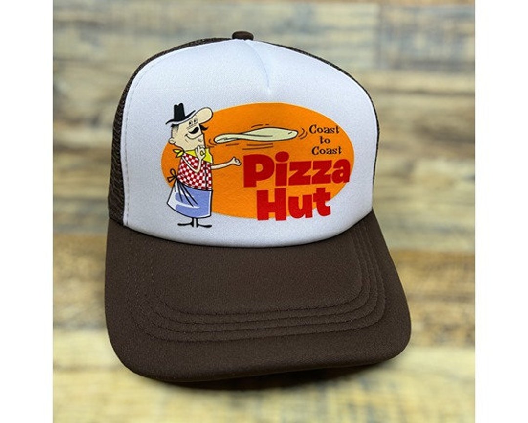 Pizza Unisex Trucker Hat Brown Snapback 70s Vintage Logo Fast Food ...