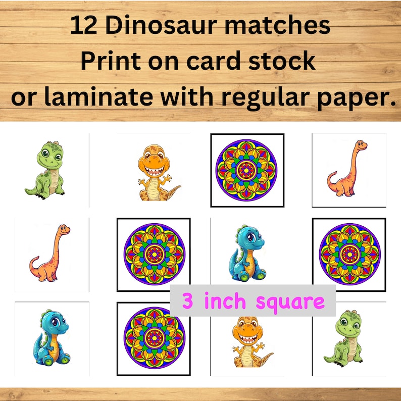 Montessori Dinosaur Match Game Card, Montessori Flash Cards Toddlers ...