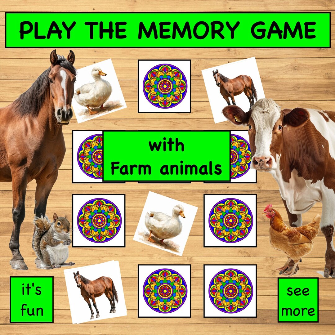 Montessori Farm Animals Memory Game, Montessori Flash Cards Toddlers ...