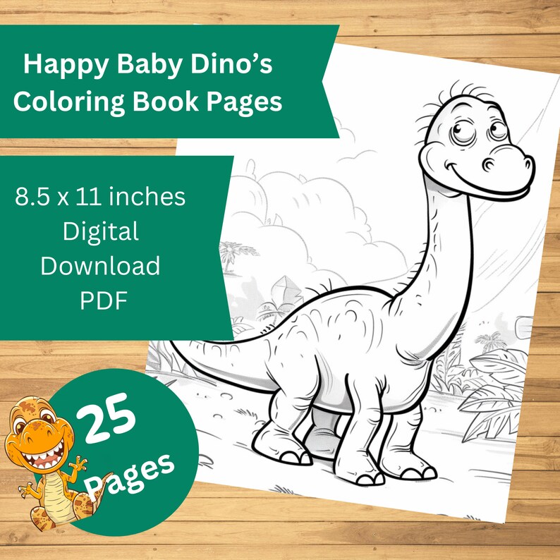 Cute Baby Dinosaur Coloring Book Baby Dino Coloring Pages Vol 4 ...