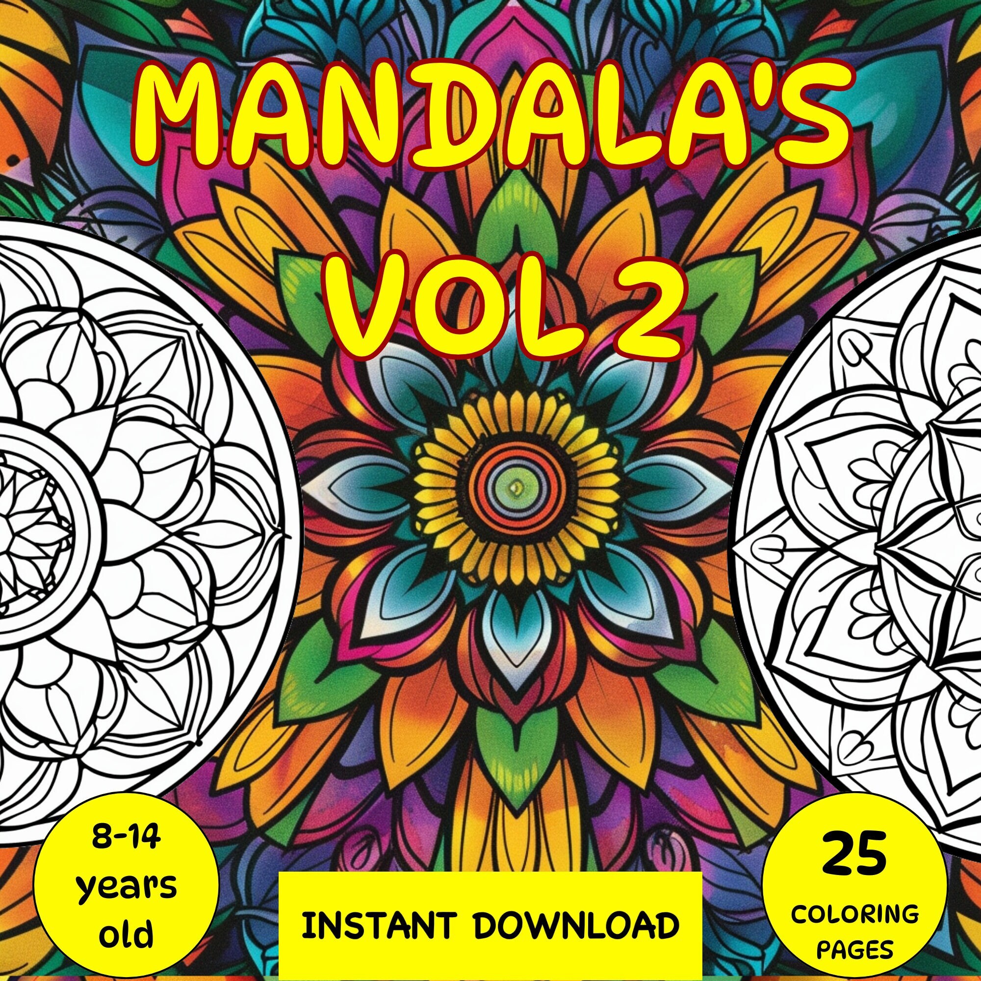 Mandala Child & Adult Digital Coloring Book, Mandala Coloring Pages ...