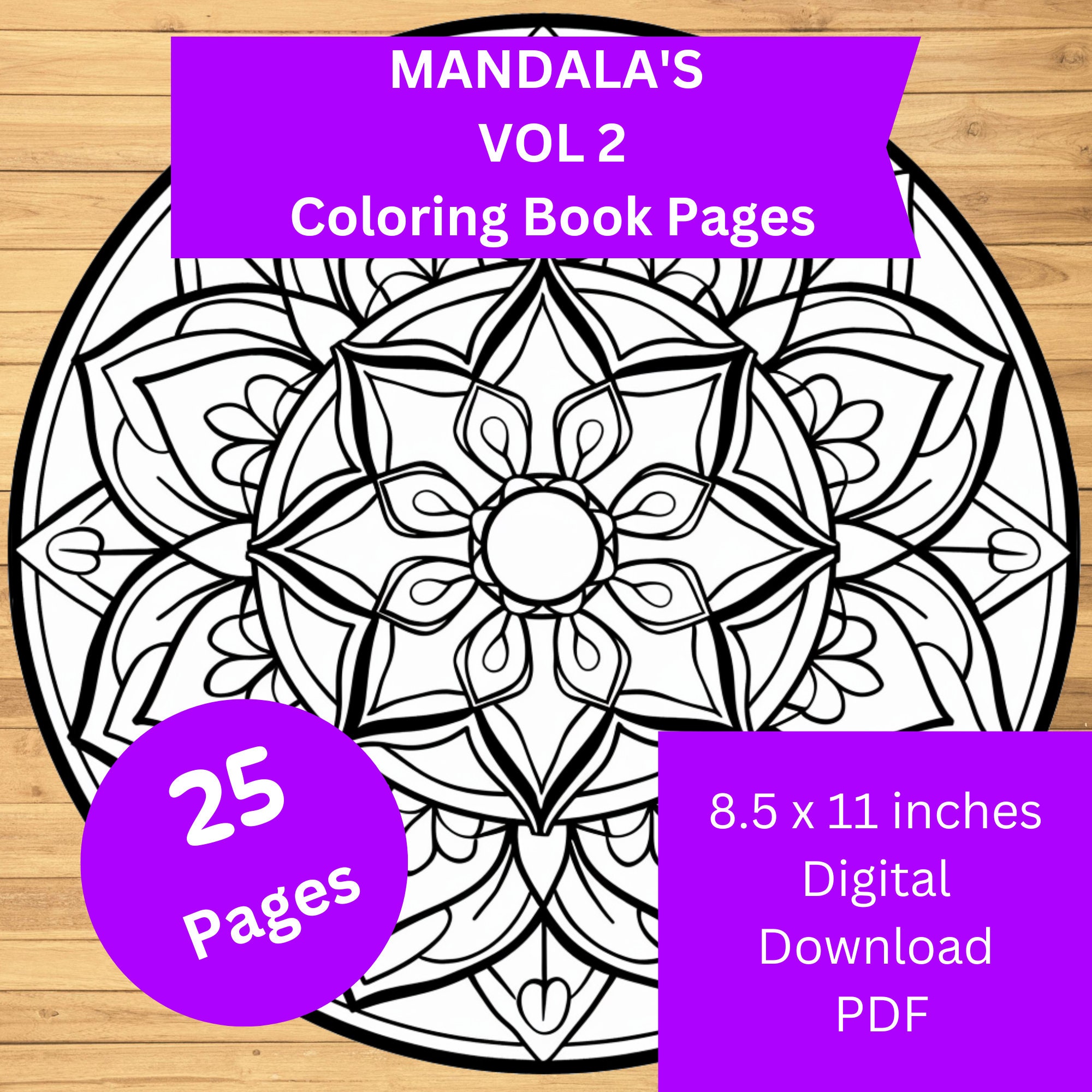 Mandala Child & Adult Digital Coloring Book, Mandala Coloring Pages ...
