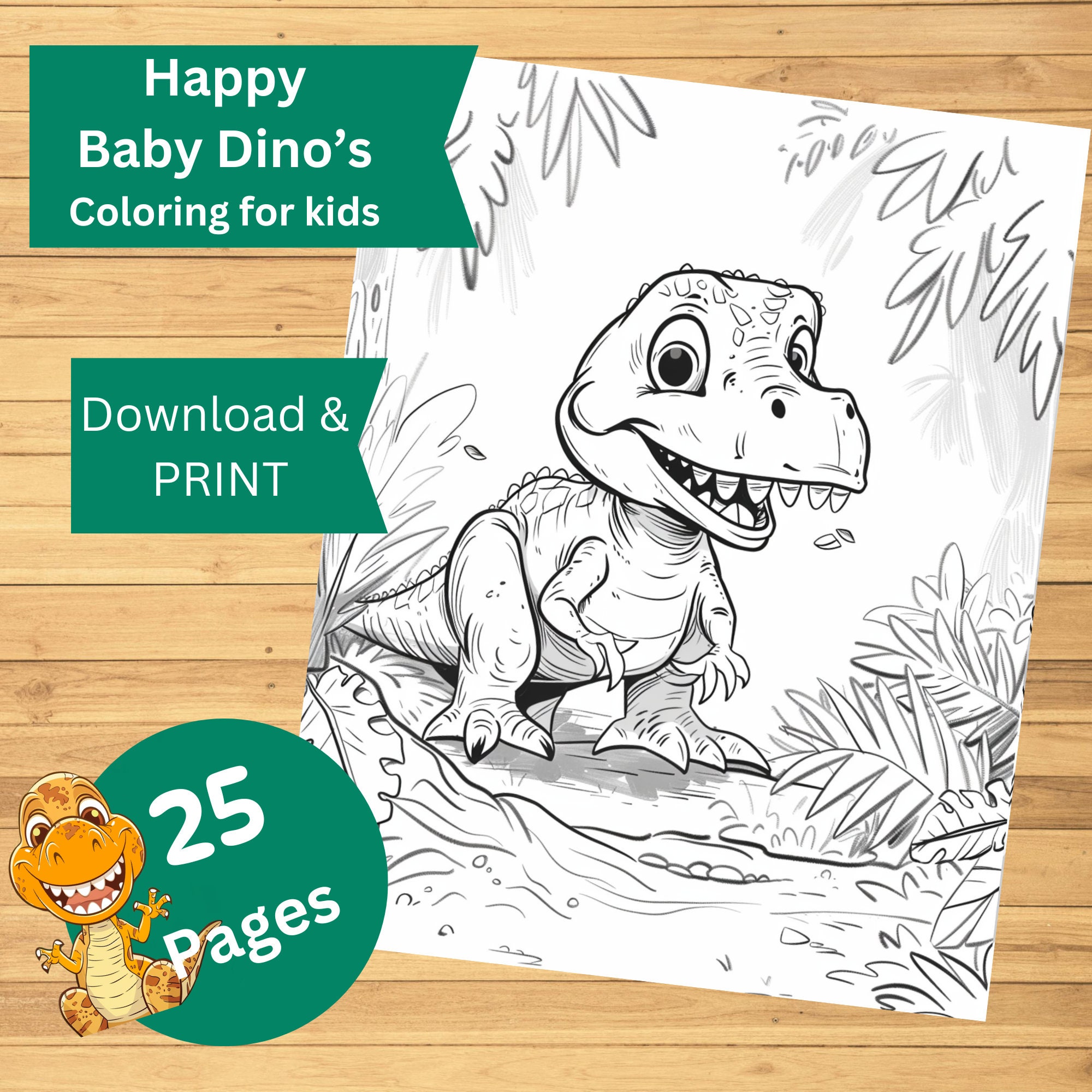 Cute Baby Dinosaur Coloring Book Baby Dino Coloring Pages Vol 3 ...