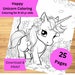 Unicorn Coloring Book: 25 Fun Printable Pages (PDF Download) - Etsy