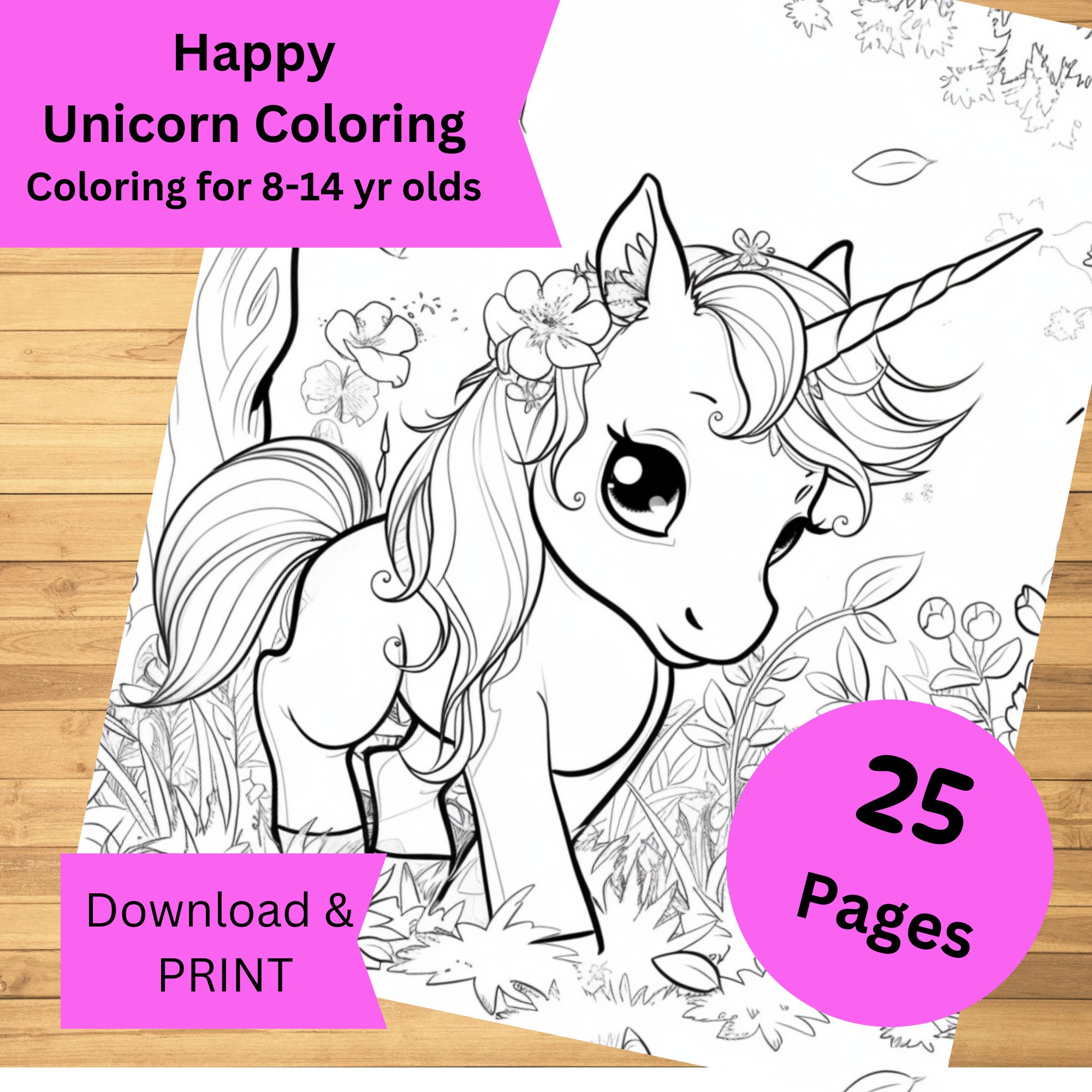 Unicorn Coloring Book: 25 Fun Printable Pages (PDF Download) - Etsy