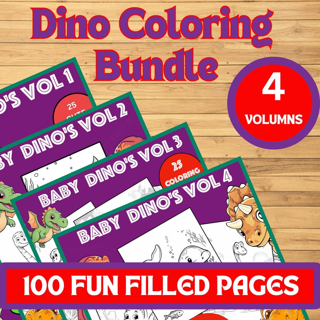 Dinosaur Coloring Pages Book BUNDLE Creative Activity Dinosaur ...