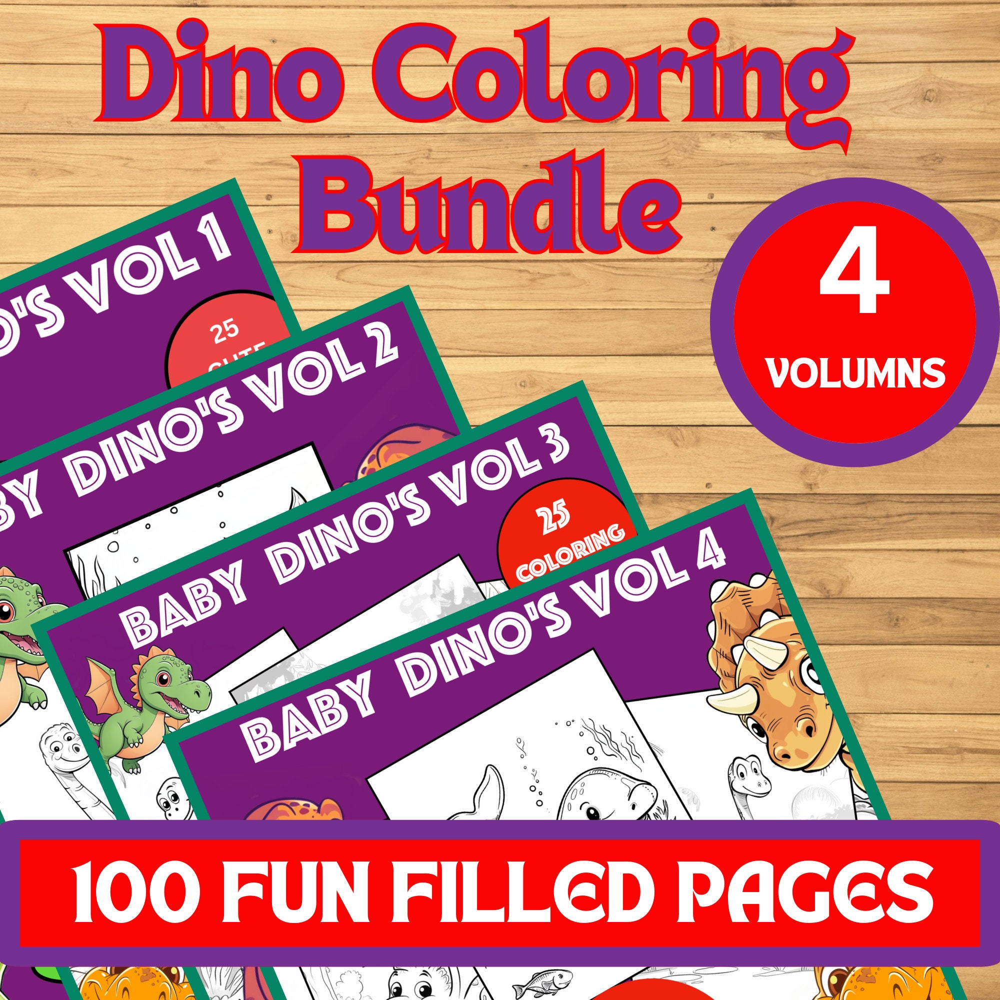 Dinosaur Coloring Pages Book BUNDLE Creative Activity Dinosaur ...