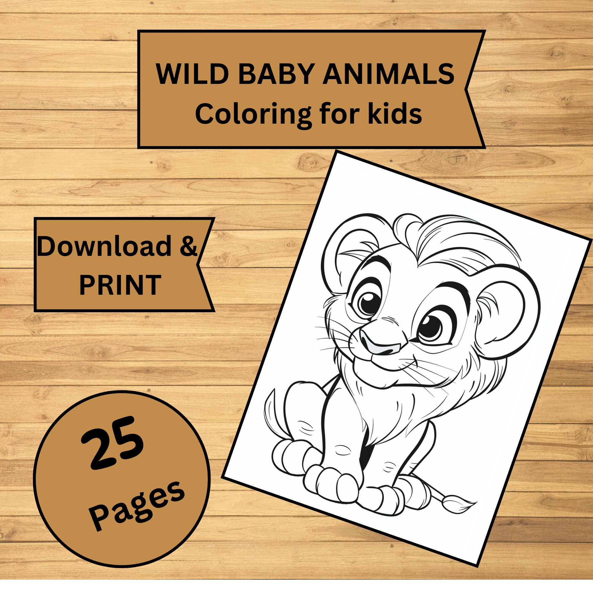 Cute Jungle Safari Wild Baby Animals Coloring Book Pages Vol 1 ...