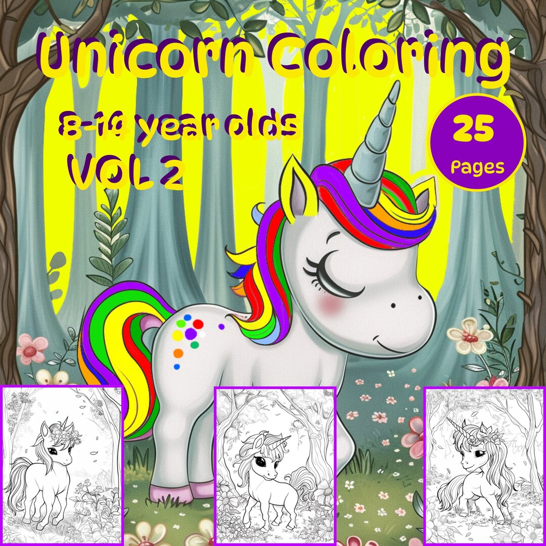 Unicorn Coloring Book: 25 Fun Printable Pages (PDF Download) - Etsy