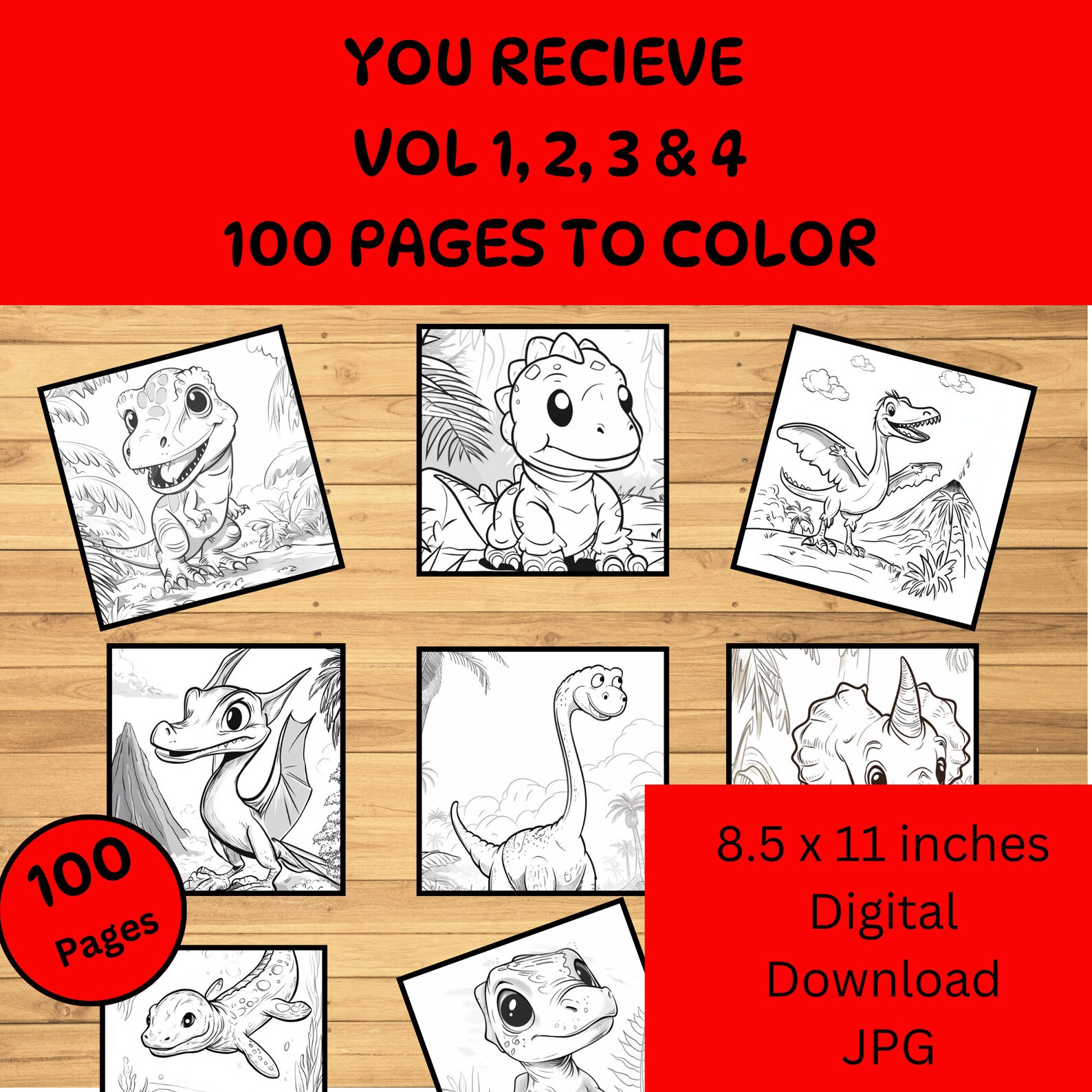 Dinosaur Coloring Pages Book BUNDLE Creative Activity Dinosaur ...