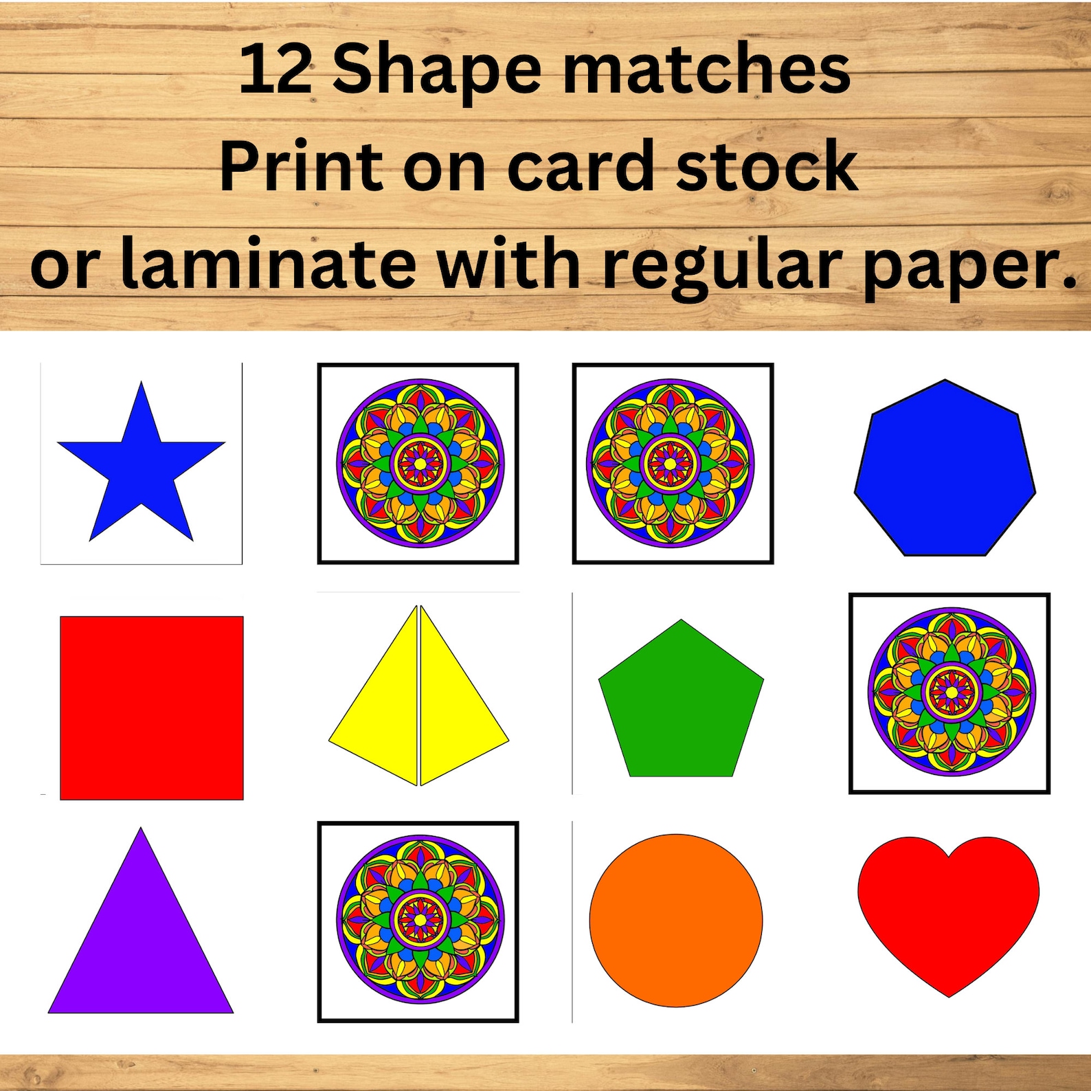 Montessori Shapes Match Game of Montessori Flash Cards, Toddlers ...