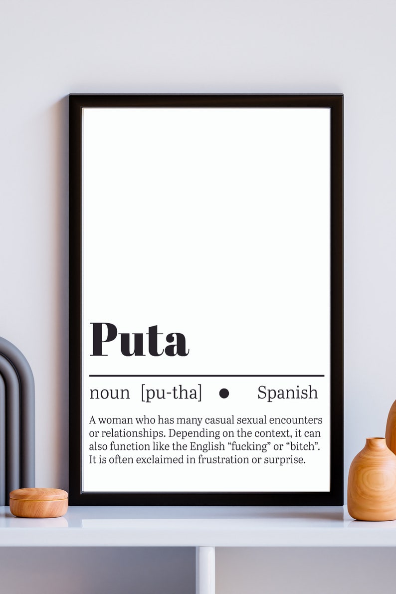 Spanish Word puta Dictionary Definition Digital Poster Printable Wall ...