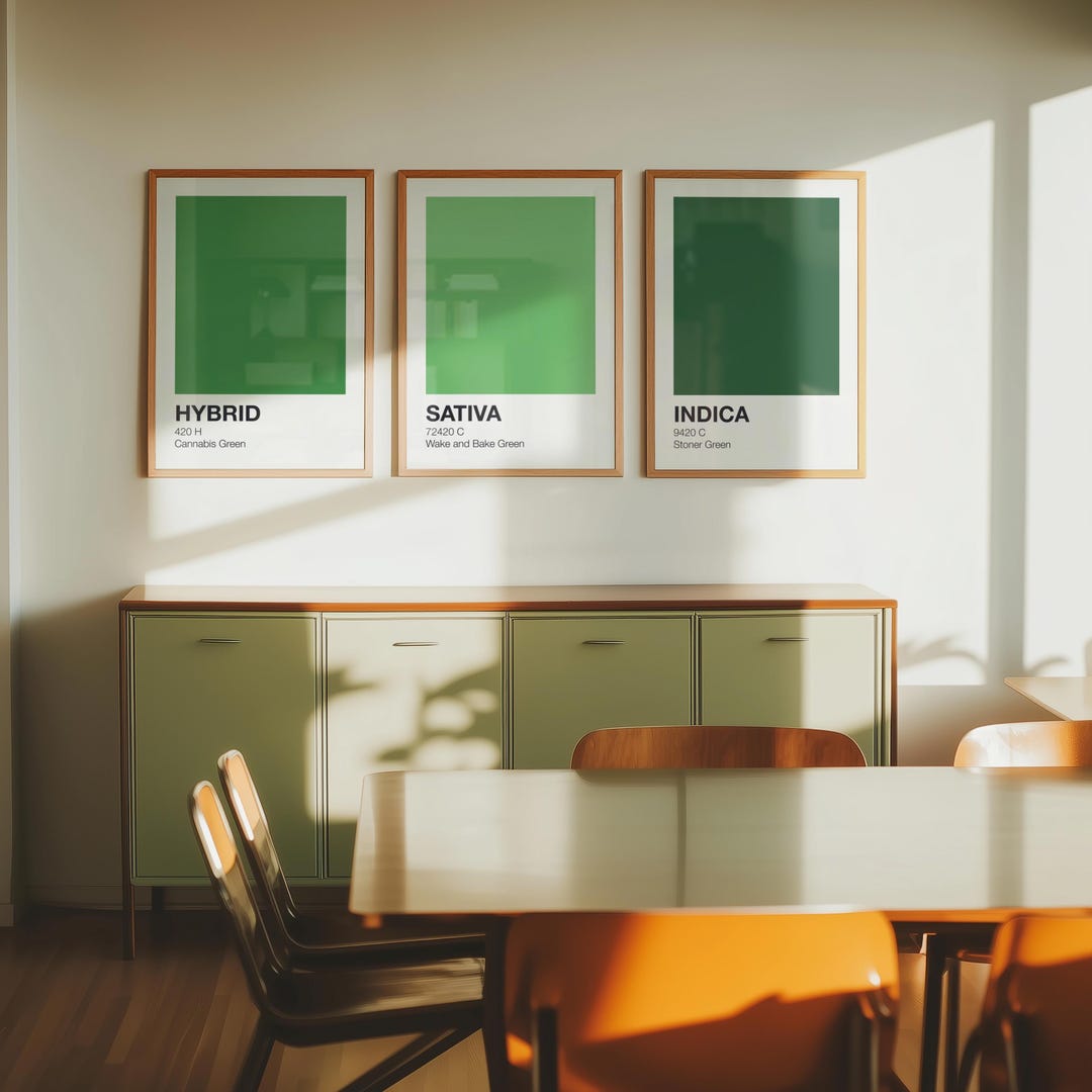 420 Color Palette Poster Set, Sativa Indica Hybrid Cannabis Wall Art ...