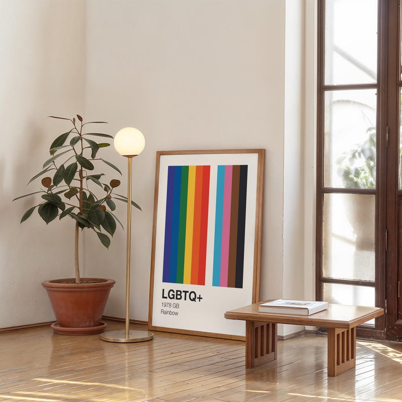 LGBTQ+ Pride Flag Poster – Minimalist Rainbow & Progress Flag Print ...