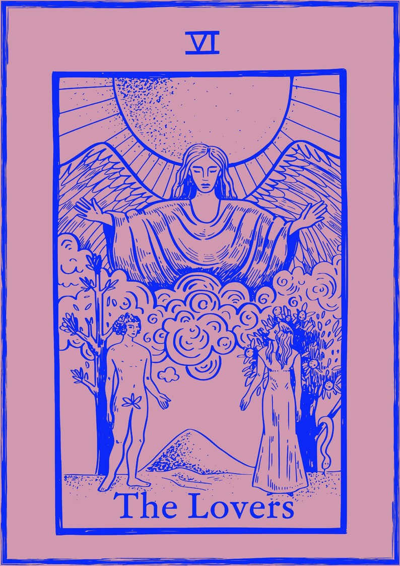 The Lovers Tarot Poster – Modern Major Arcana Wall Art, Digital Tarot ...