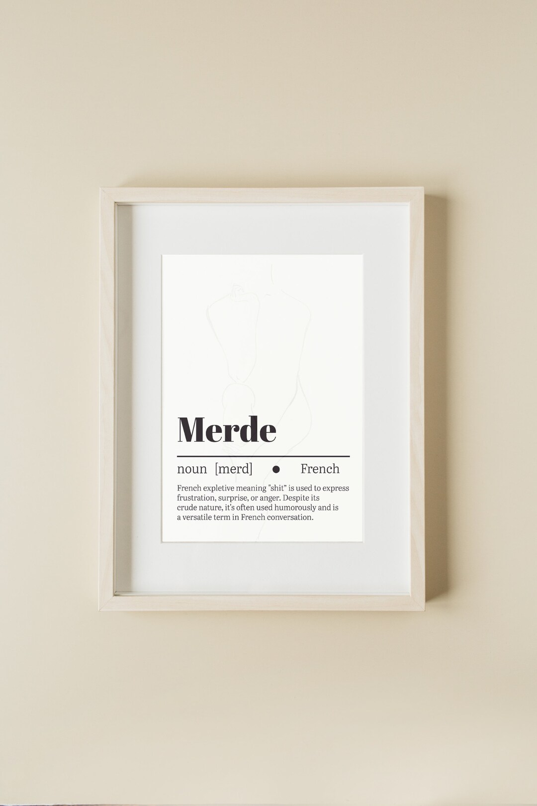 French Dictionary Poster merde Definition Print Funny Printable Wall ...