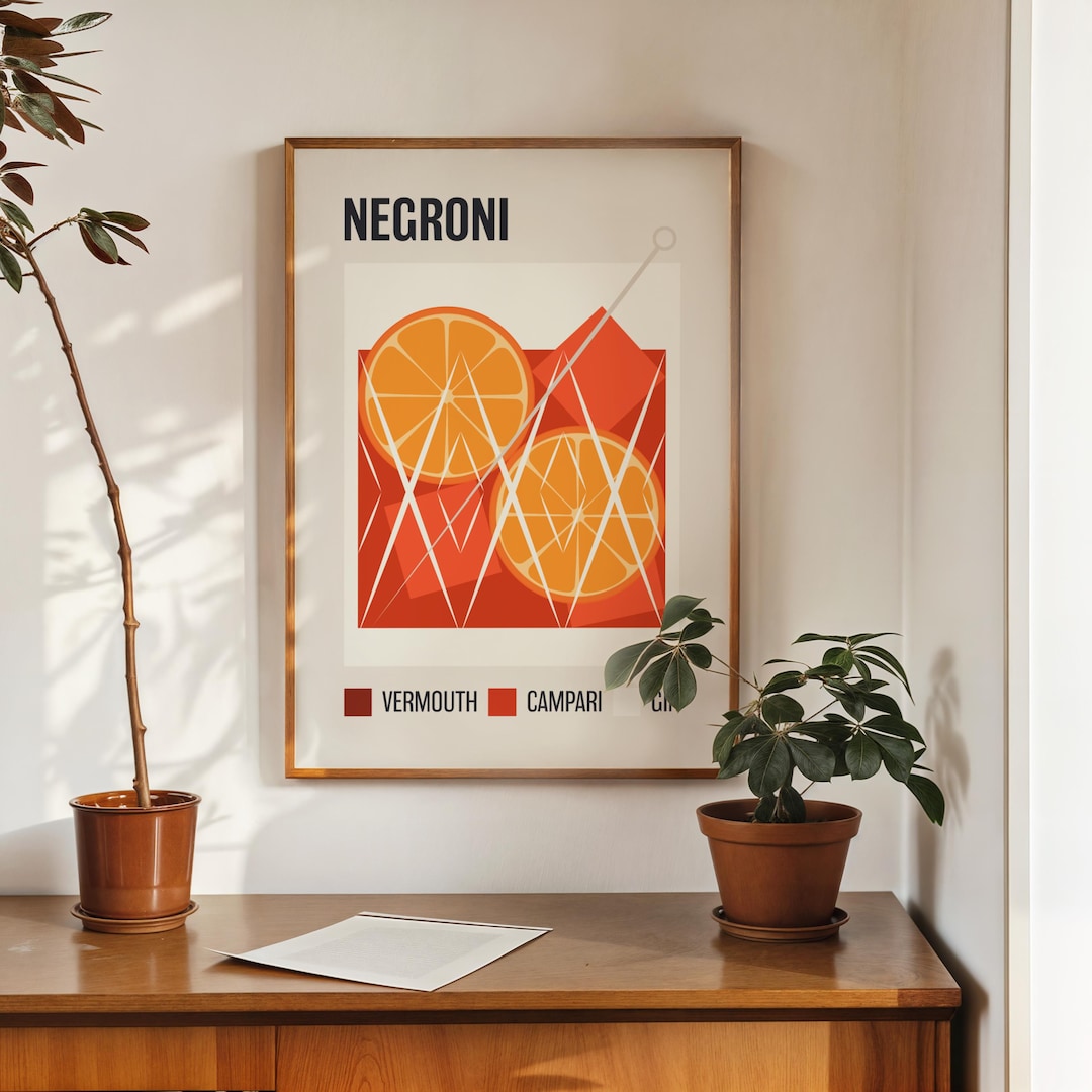 Negroni Recipe Poster - Digital Download Cocktail Bar Decoration ...