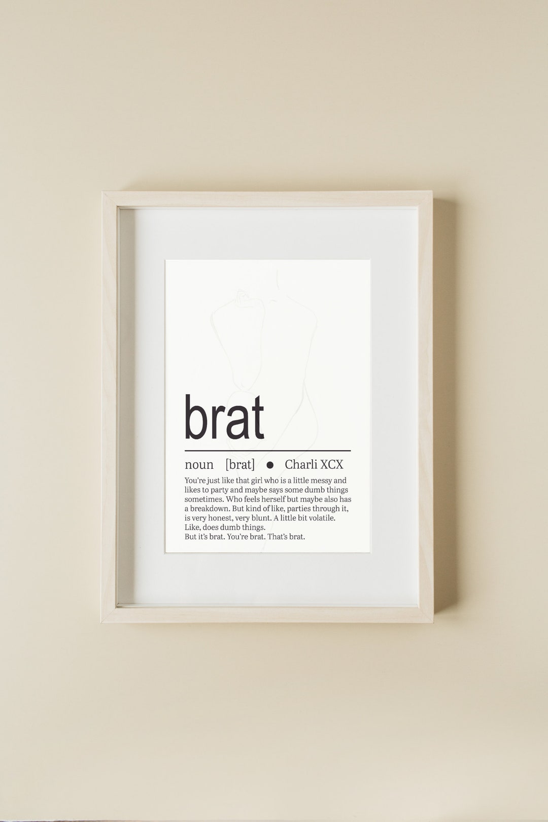 Brat Dictionary Definition Digital Poster Printable Wall Decor - Etsy UK