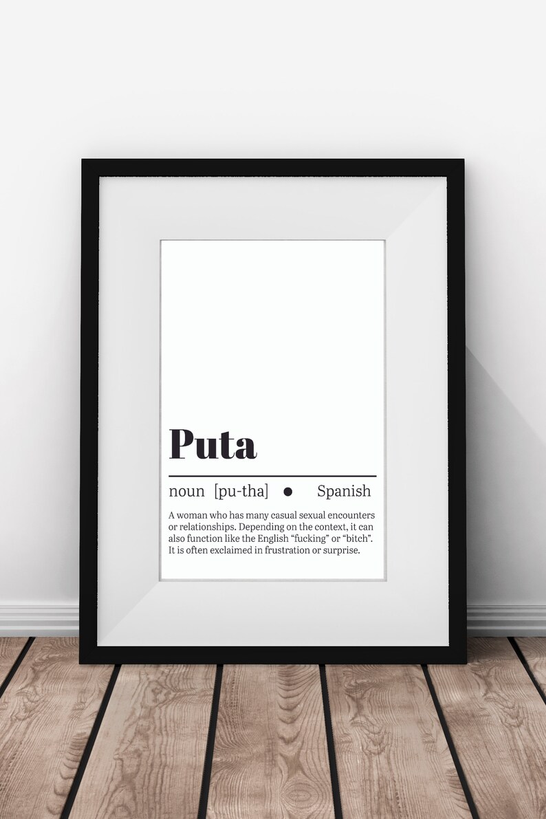Spanish Word puta Dictionary Definition Digital Poster Printable Wall ...