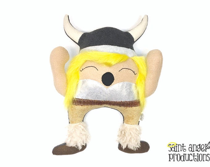 Stuffed Lady Viking Doll Plush, Furry, Lush Blonde Hair, Opera Singing ...