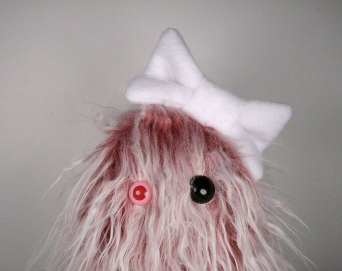 Pink Furry Monster With Bow READY TO SHIP - Etsy